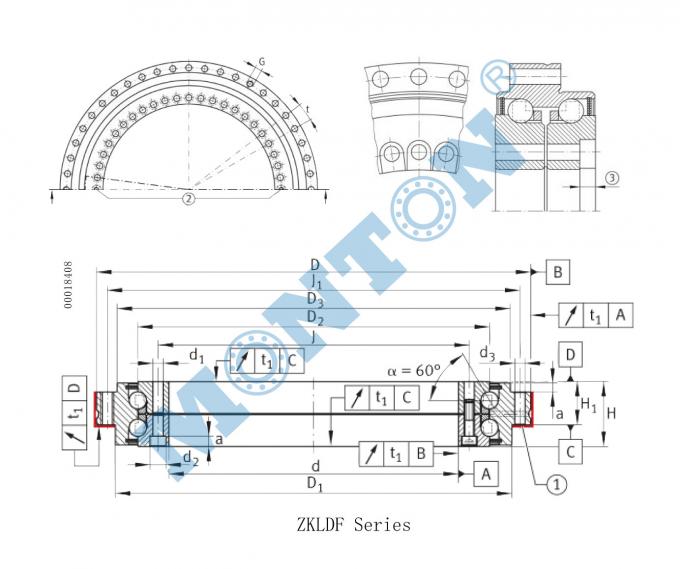 ZKLDF395 Rotary Bearings Turntables Flanged Slewing Rings